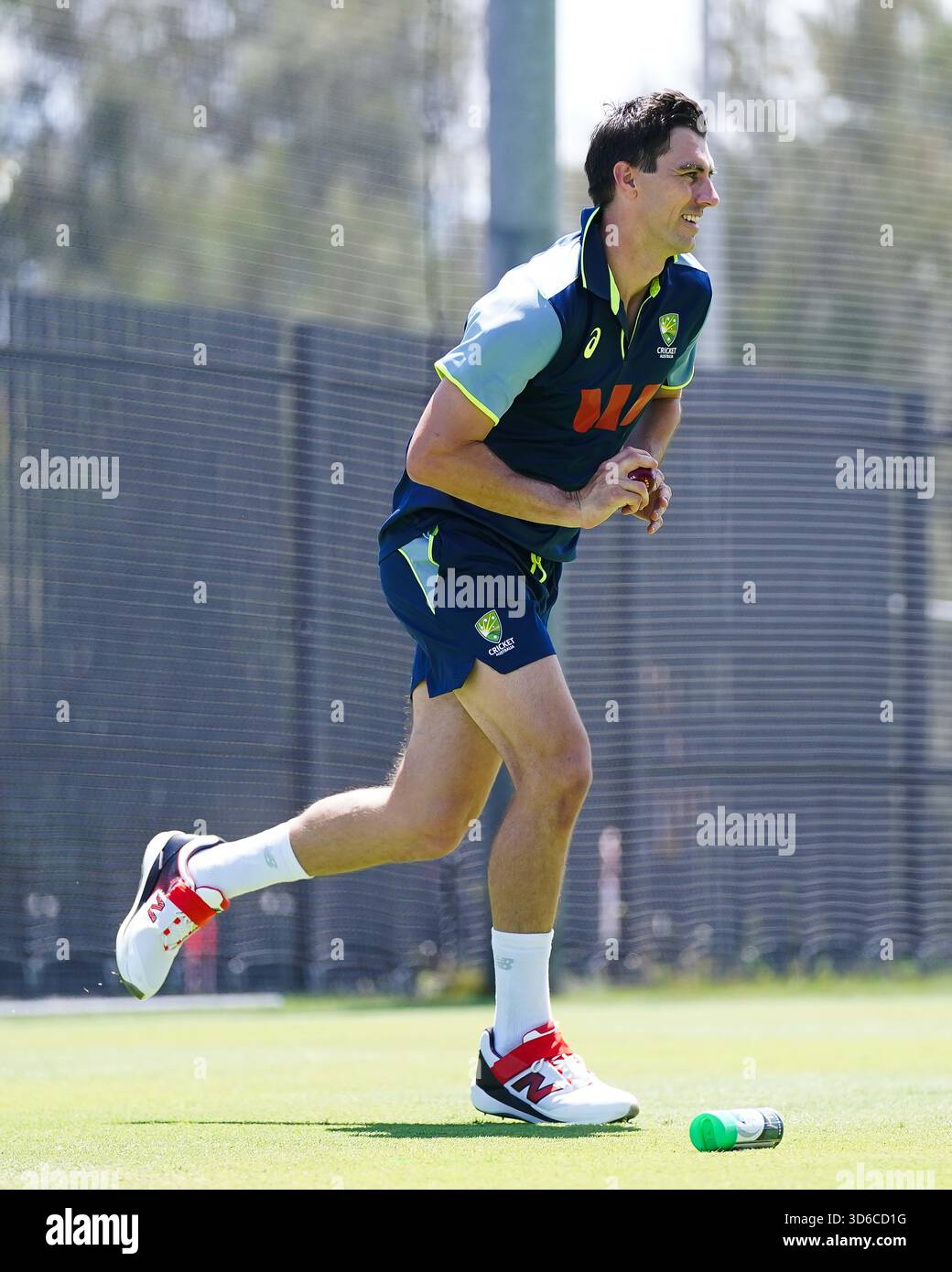 Australia's Pat Cummins runs in to bowl during a nets session at the ...
