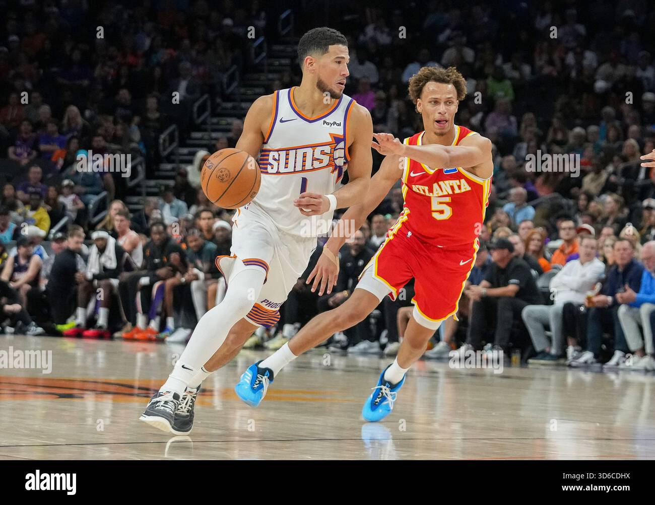 Phoenix Suns guard Devin Booker (1) during of an NBA basketball game ...