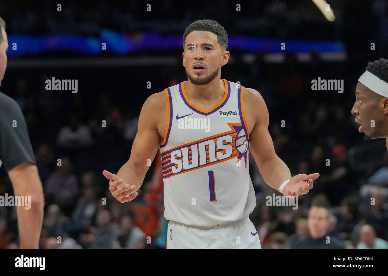 Phoenix Suns guard Devin Booker (1) during of an NBA basketball game ...