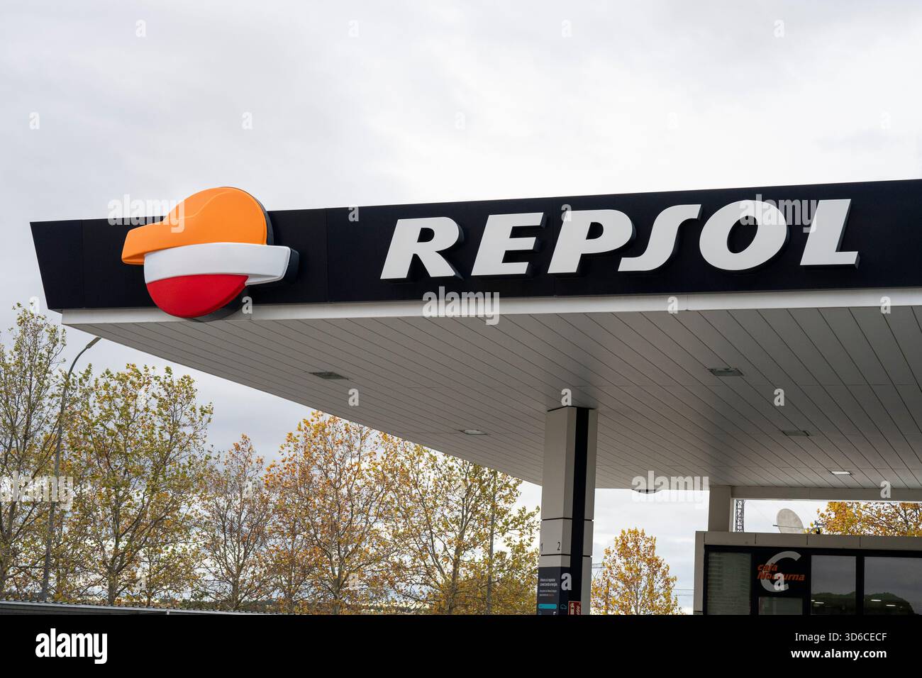 Spanish fossil fuel energy and petrochemical company Repsol gas station ...