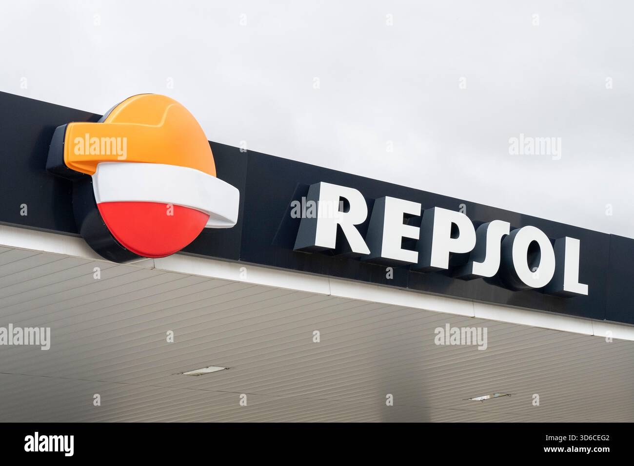 Spanish fossil fuel energy and petrochemical company Repsol gas station ...