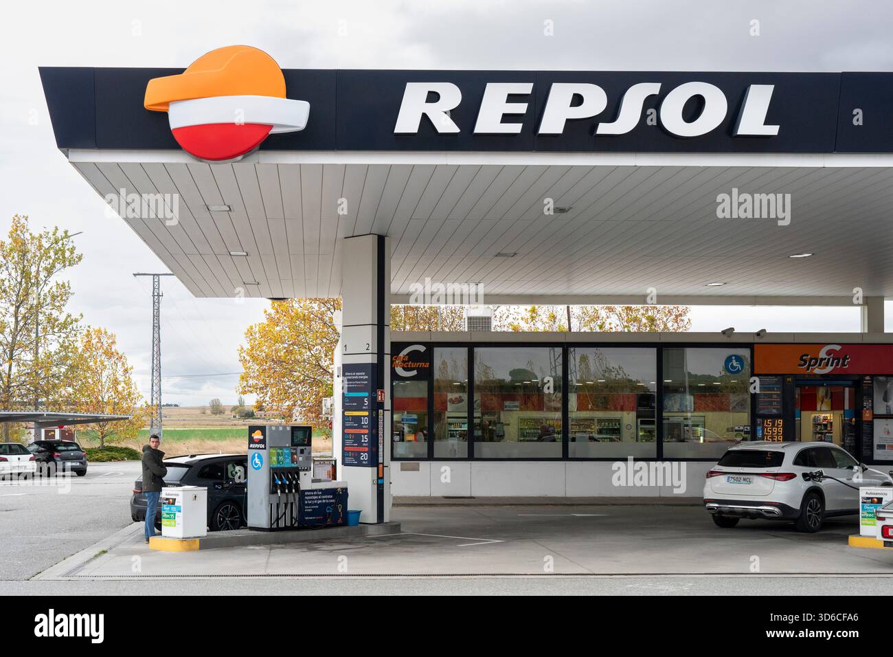 A gas station from the Spanish fossil fuel energy and petrochemical ...
