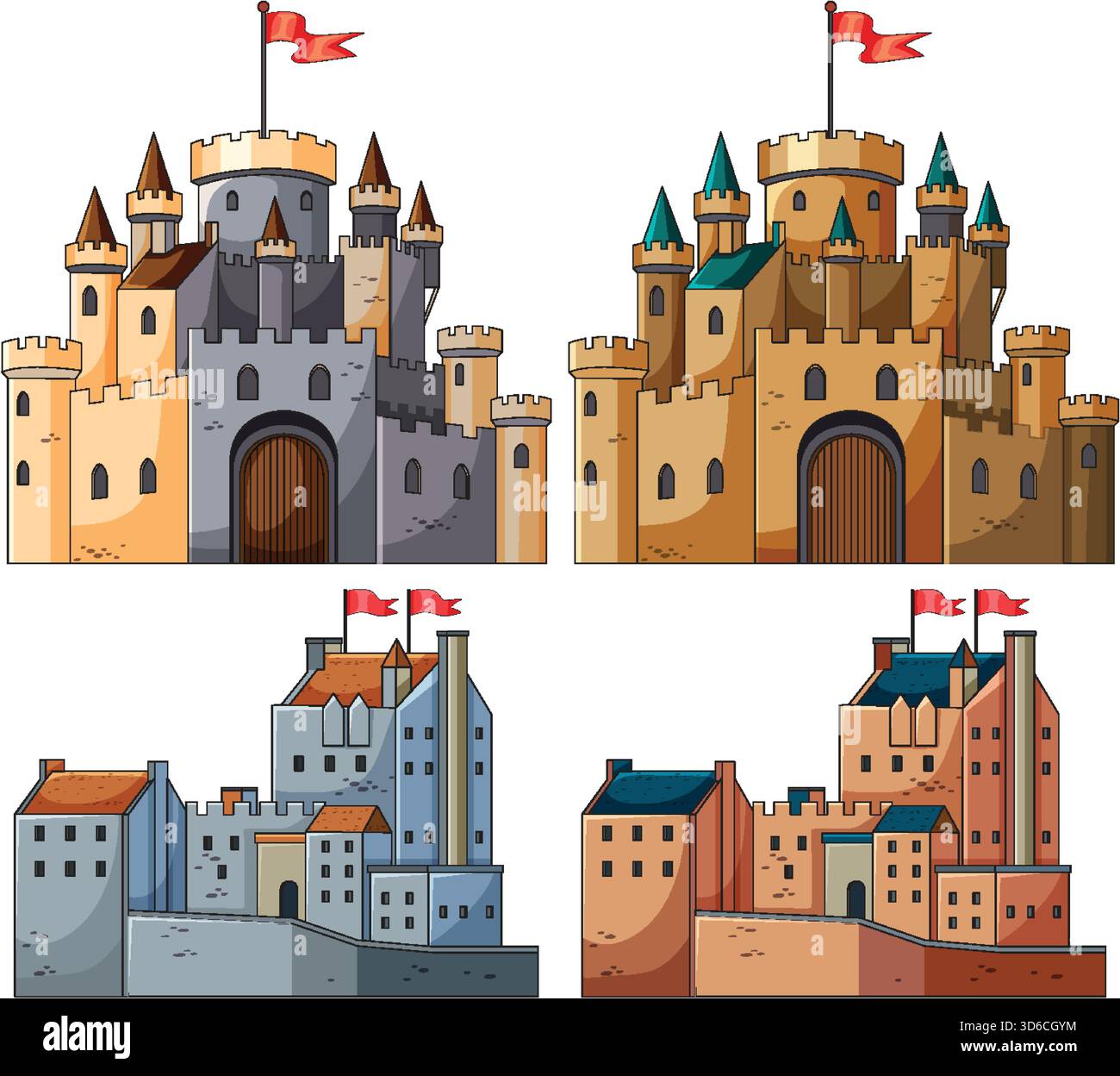 Stone castles front view Stock Vector Images - Alamy