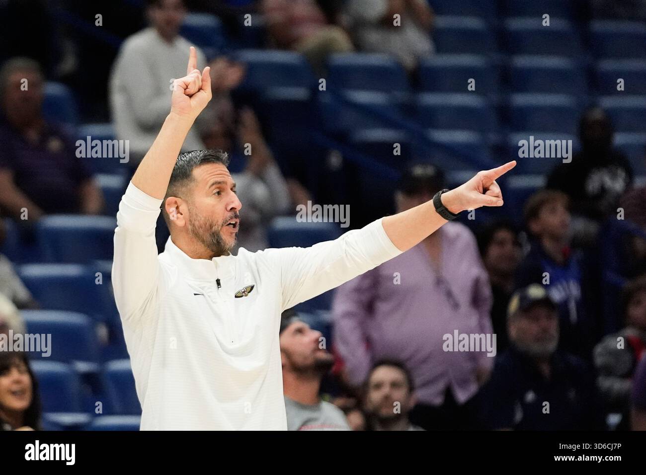 New Orleans Pelicans interim head coach James Borrego calls out from ...