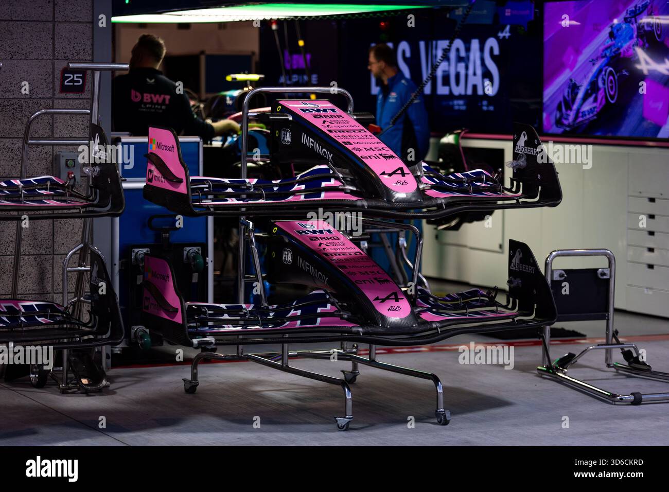 Alpine F1 Team A525, mechanical detail front wing during the 2025 Formula 1 Las Vegas Grand Prix ...