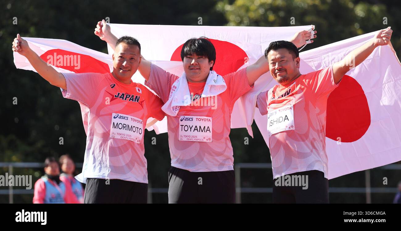 Japanese (L-R) MORIMOTO Masatoshi, silver; TOYAMA Riki, gold; and ...