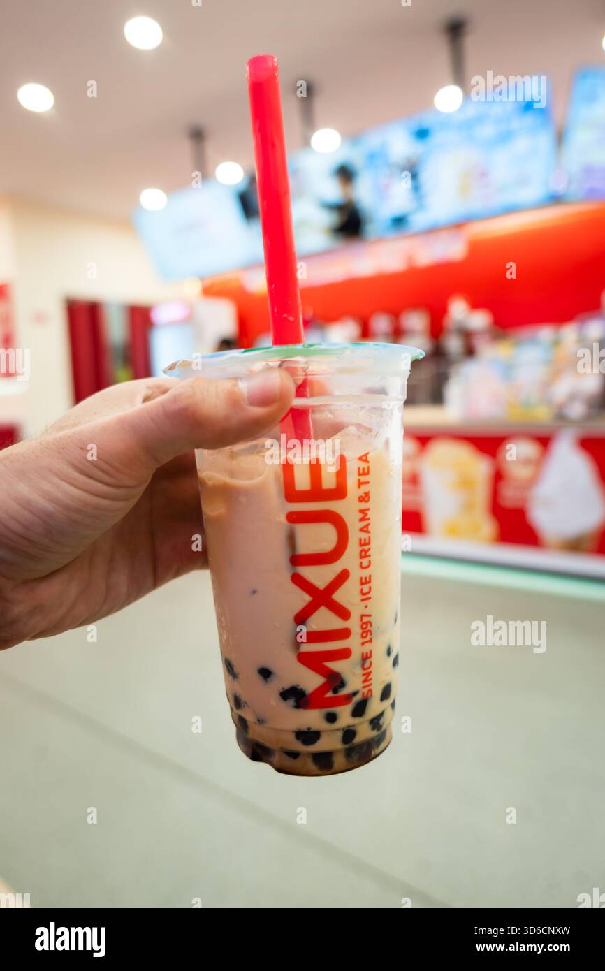 Kuala Lumpur, Malaysia - 03.10.2025: Mixue bubble tea in Mixue shop in ...