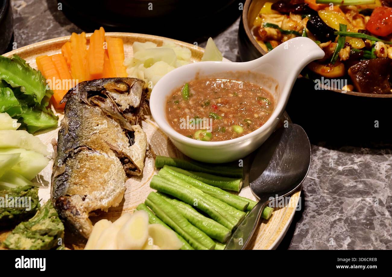 Healthy and Delicious Thai Shrimp Paste Dip Platter Stock Photo - Alamy