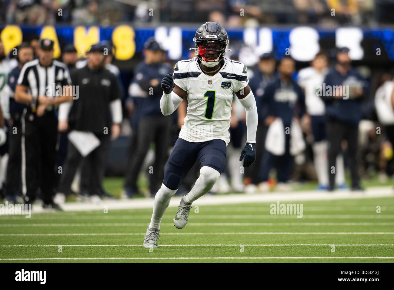 Seattle Seahawks cornerback Derion Kendrick (1) runs during an NFL ...