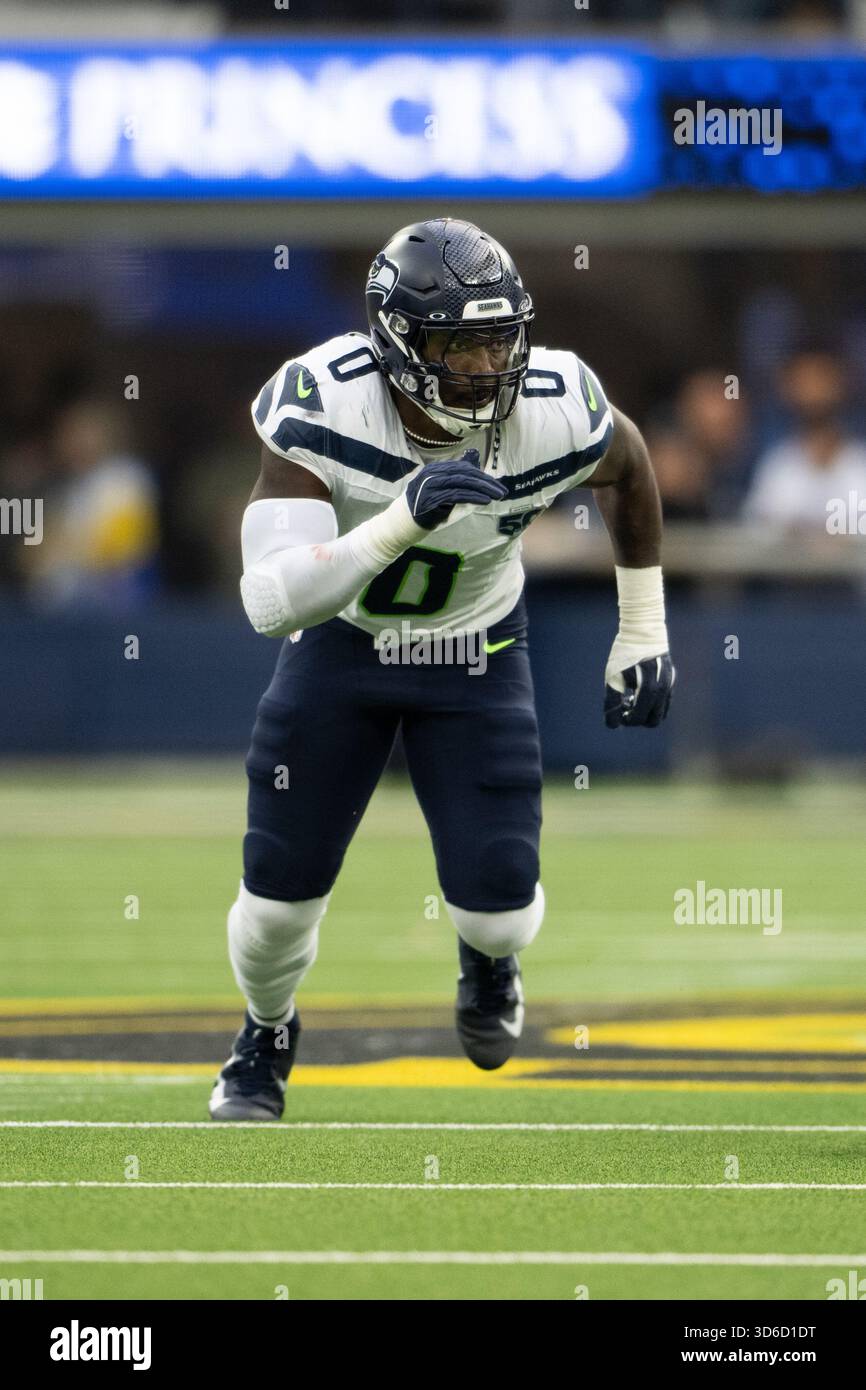 Seattle Seahawks defensive end DeMarcus Lawrence (0) runs during an NFL ...
