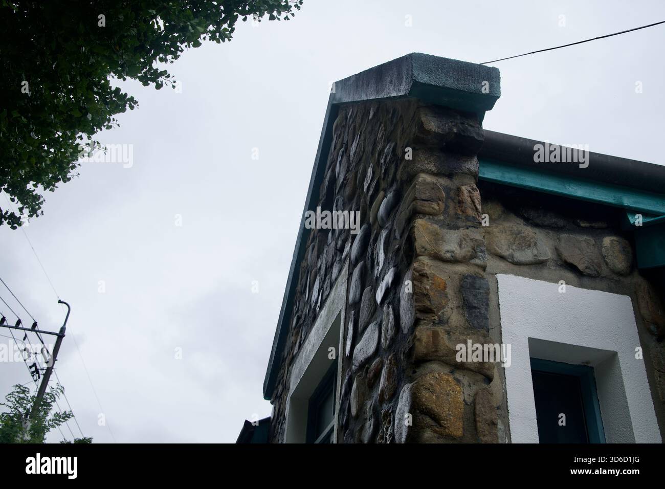 Detail of Buljeong Station’s fieldstone wall and deep‑set window with ...