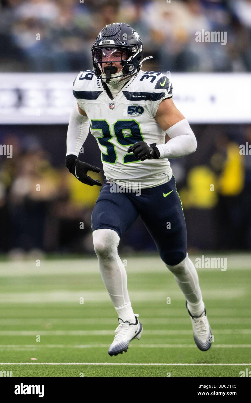 Seattle Seahawks safety Ty Okada (39) runs during an NFL football game ...