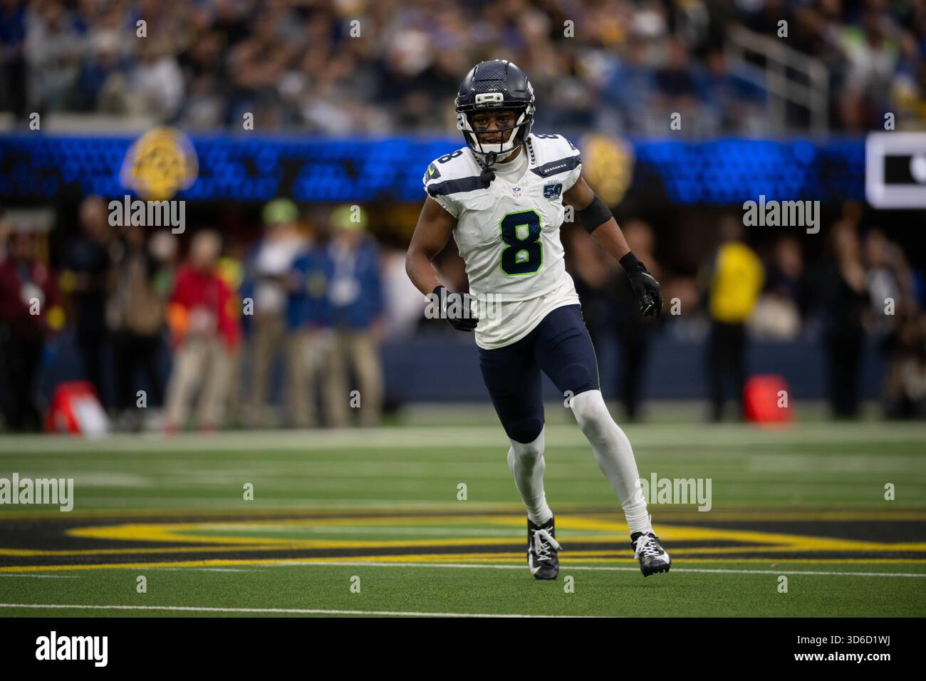 Seattle Seahawks safety Coby Bryant (8) runs during an NFL football ...