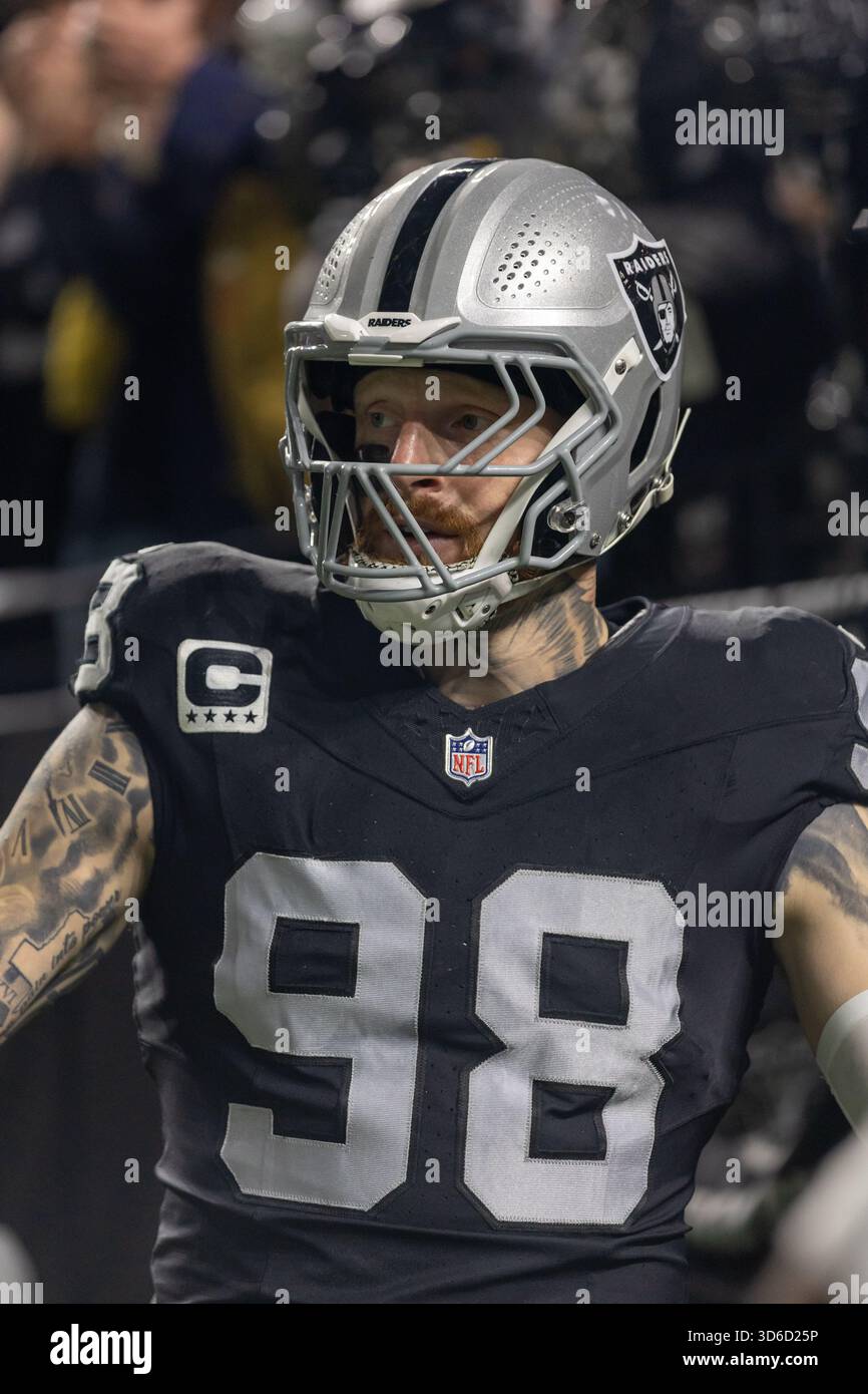 Las Vegas Raiders defensive end Maxx Crosby (98) enters the field ...