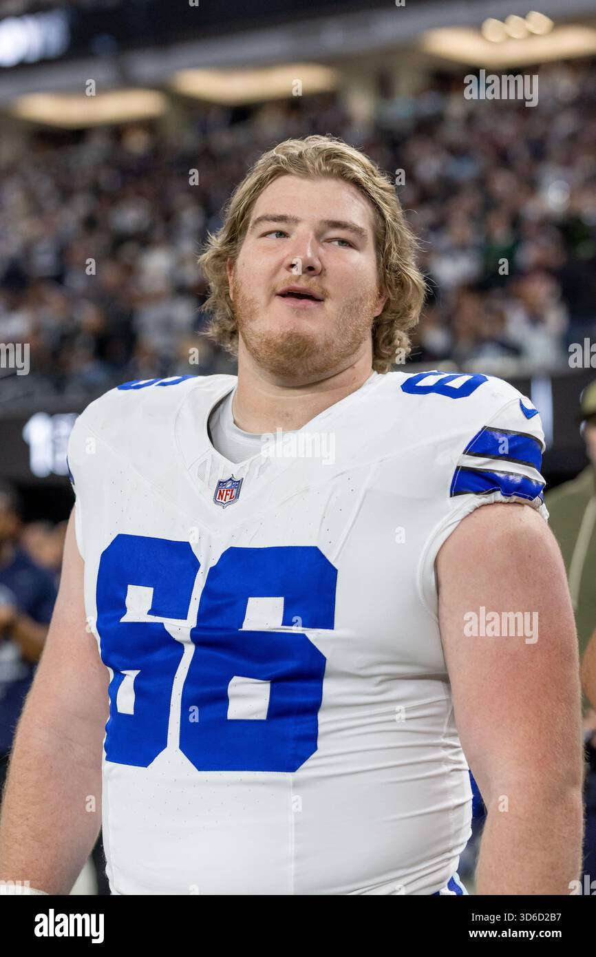 Dallas Cowboys guard T.J. Bass (66) stands for the national anthem ...