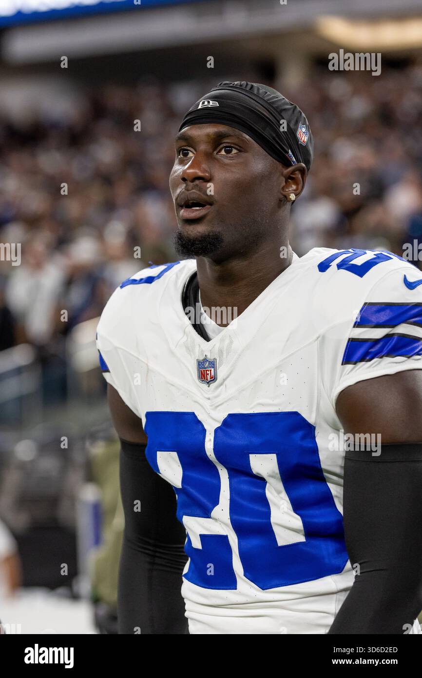 Dallas Cowboys cornerback Kaiir Elam (20) stands for the national ...