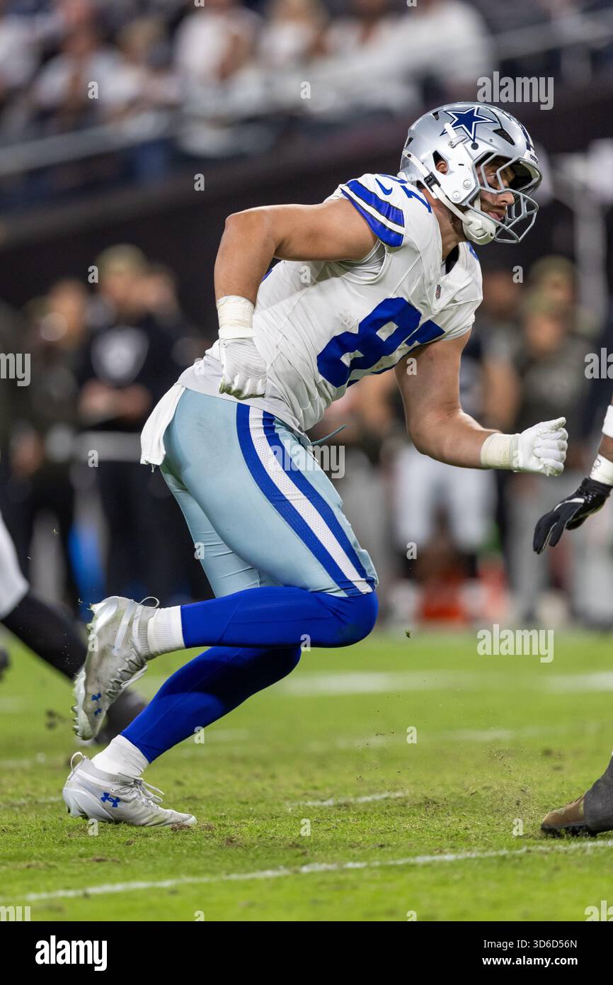 Dallas Cowboys tight end Jake Ferguson (87) runs routes against the Las ...