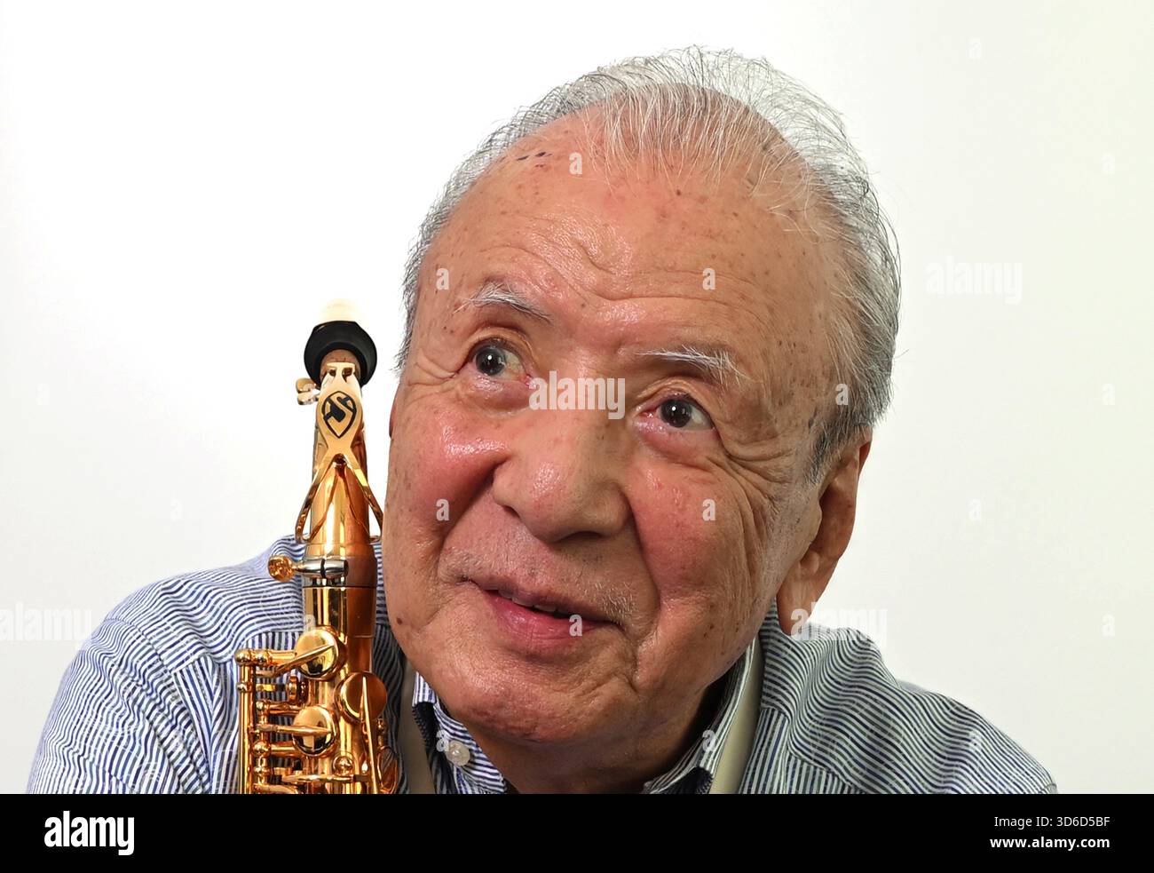 Jazz saxophonist Sadao Watanabe answers questions during an interview in Shibuya Ward, Tokyo, on ...