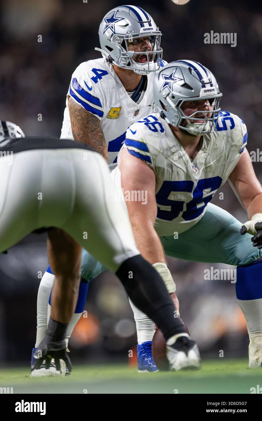 Dallas Cowboys quarterback Dak Prescott (4) lines up behind center ...