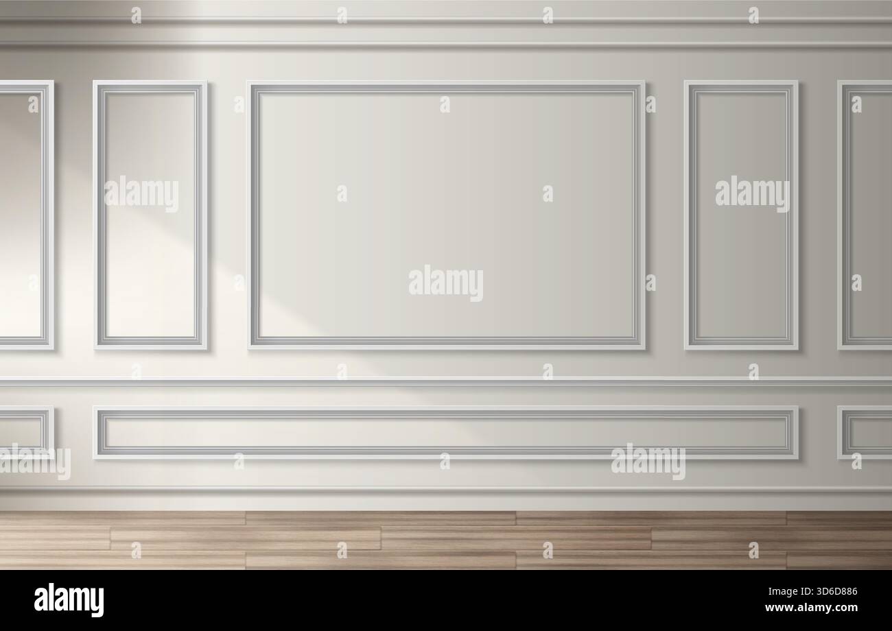 Wall panel frame classic interior with white vintage room molding ...