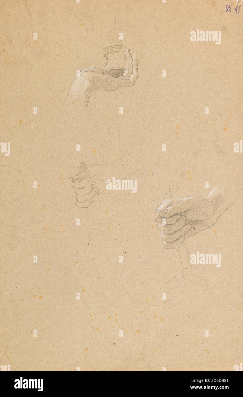 "Hand studies for the kneeling maenad in the ?Altar des Dionysos? (1886 ...