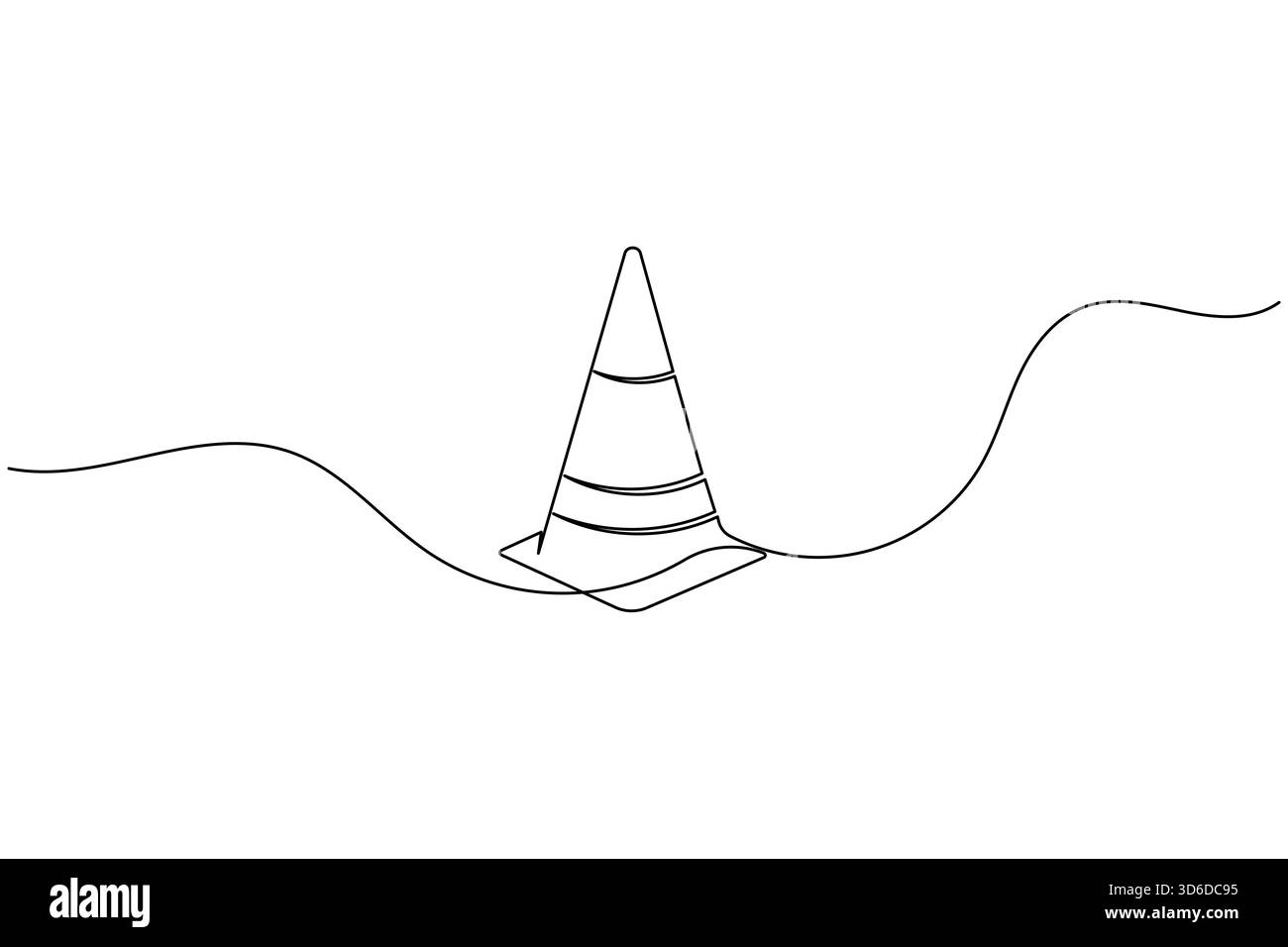 Traffic cone continuous line drawing and minimalist style isolate ...