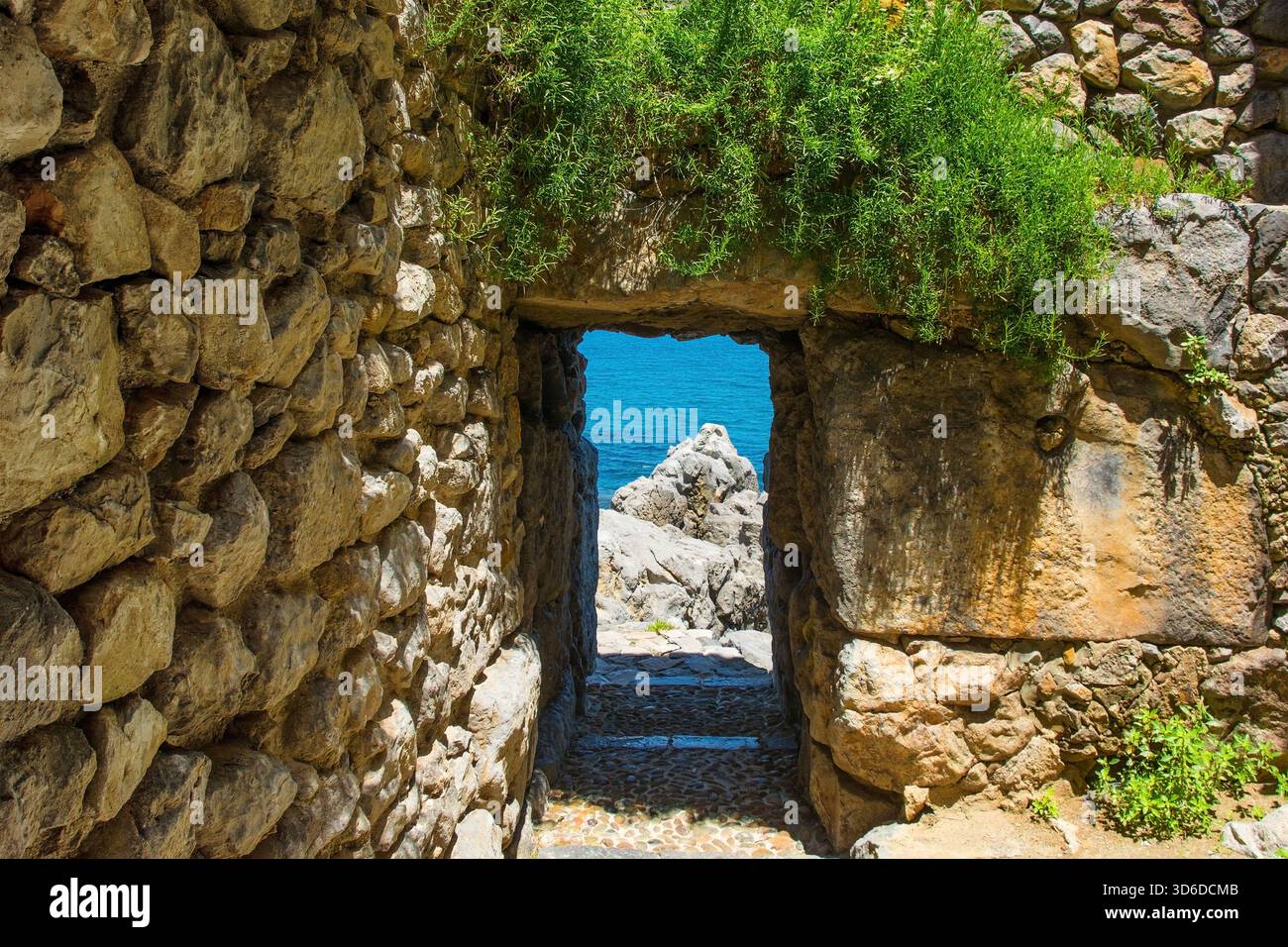 A view through a postern gate, or a secondary gate, in the ancient ...
