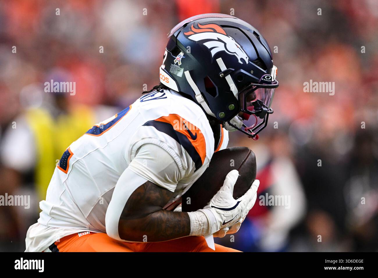 Denver Broncos running back RJ Harvey (12) catches a pass during the ...