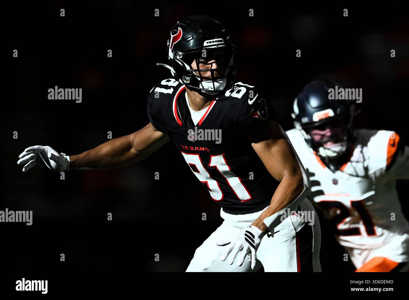 Houston Texans wide receiver Jayden Higgins (81) runs a route against ...