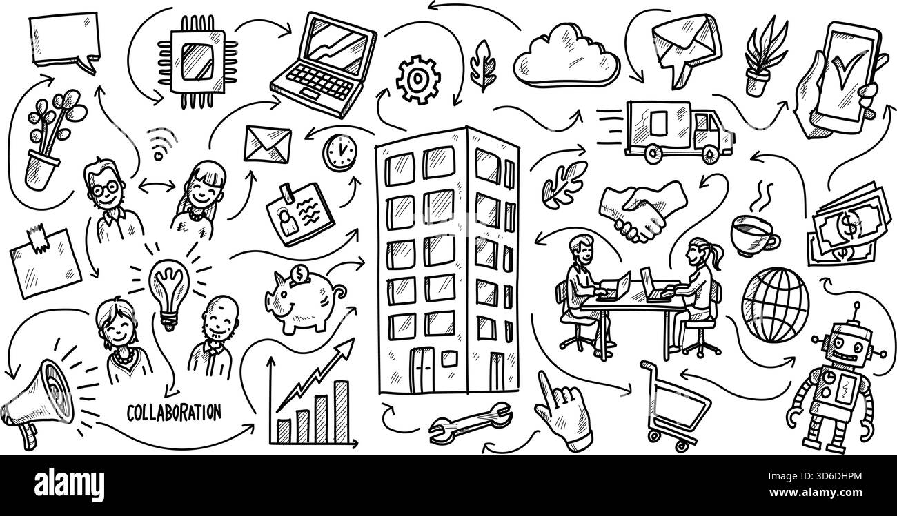 Business Collaboration and Modern Office Ecosystem. Vector Illustration ...