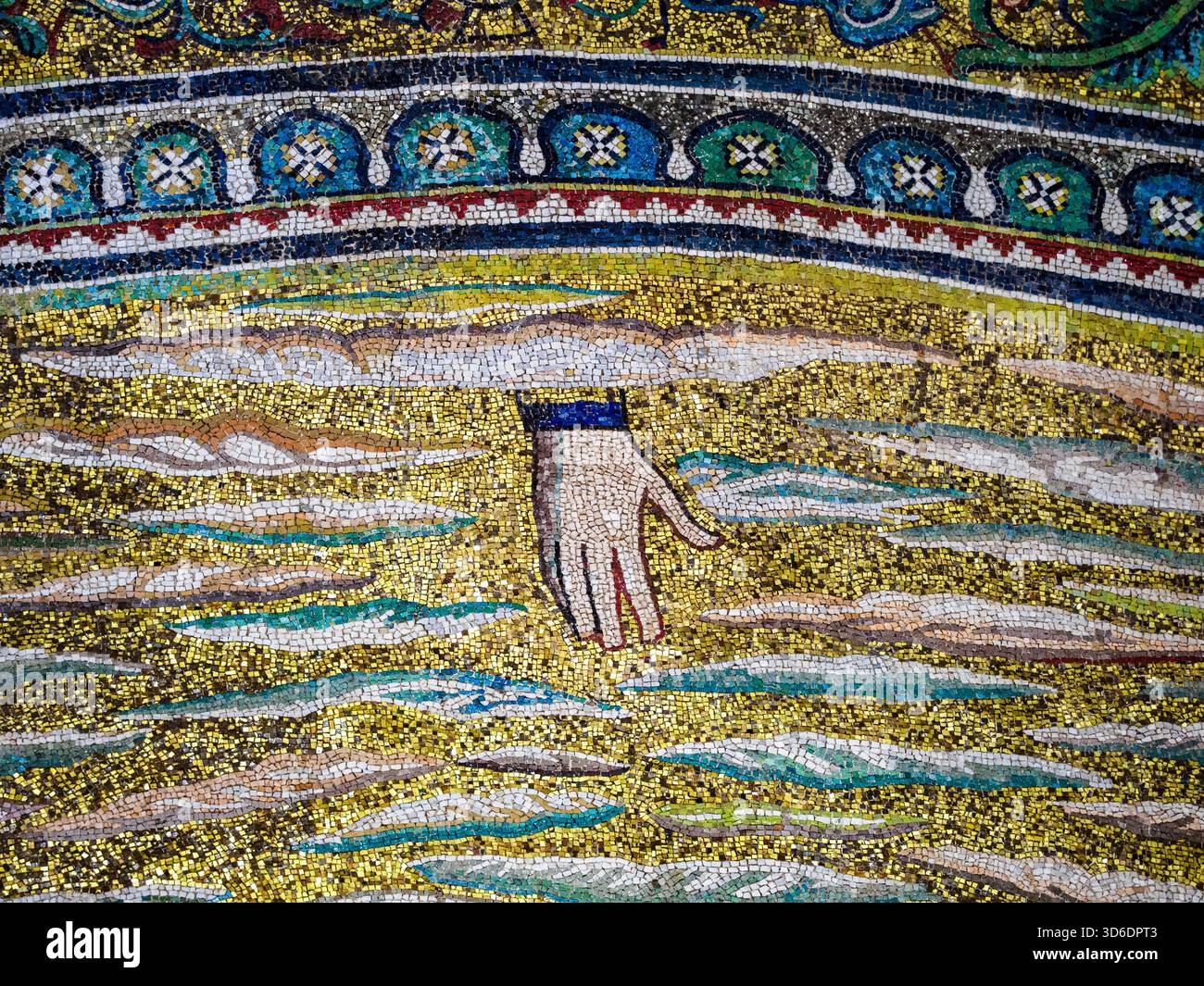 Detail of the apse mosaic . The hand of God the Father (Dextera dei ...