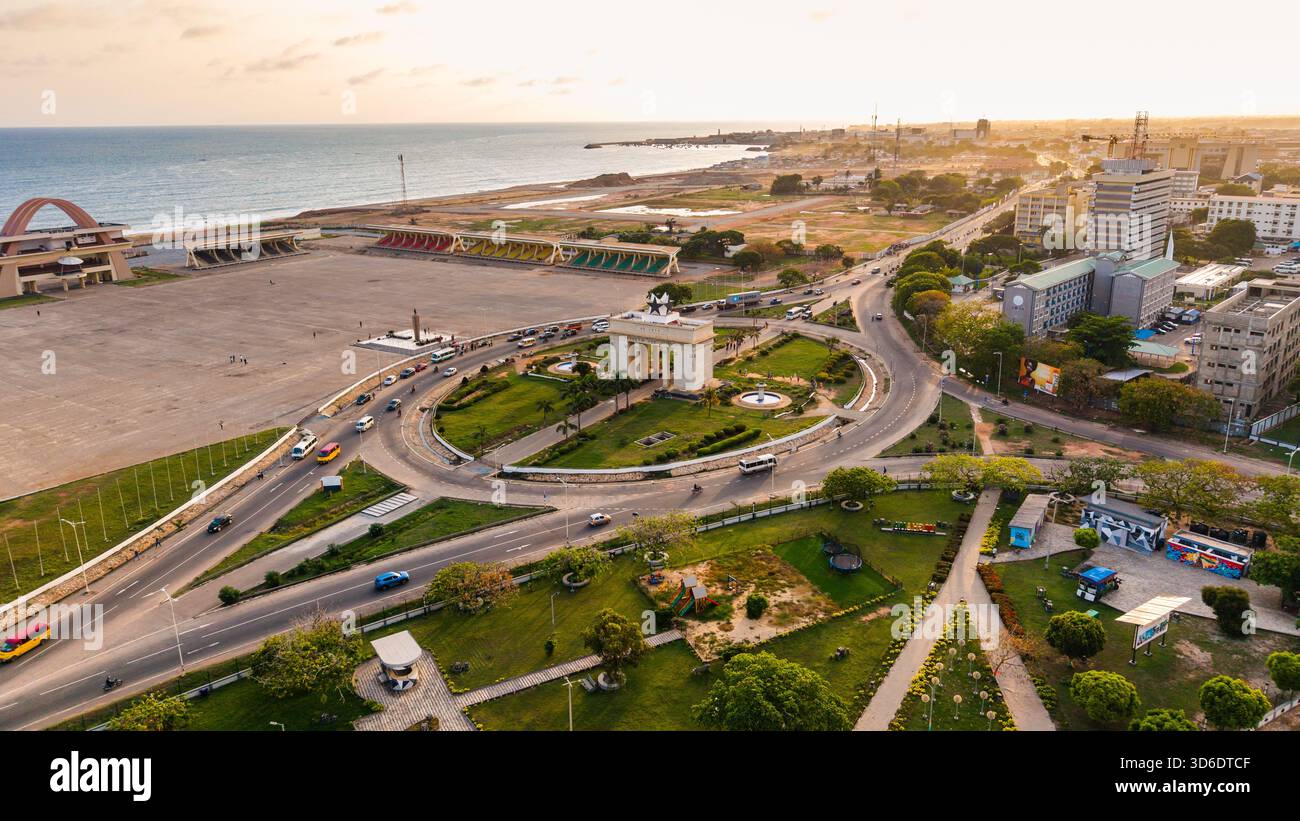 Aerial view of the iconic Black Star Gate amidst the vibrant green ...