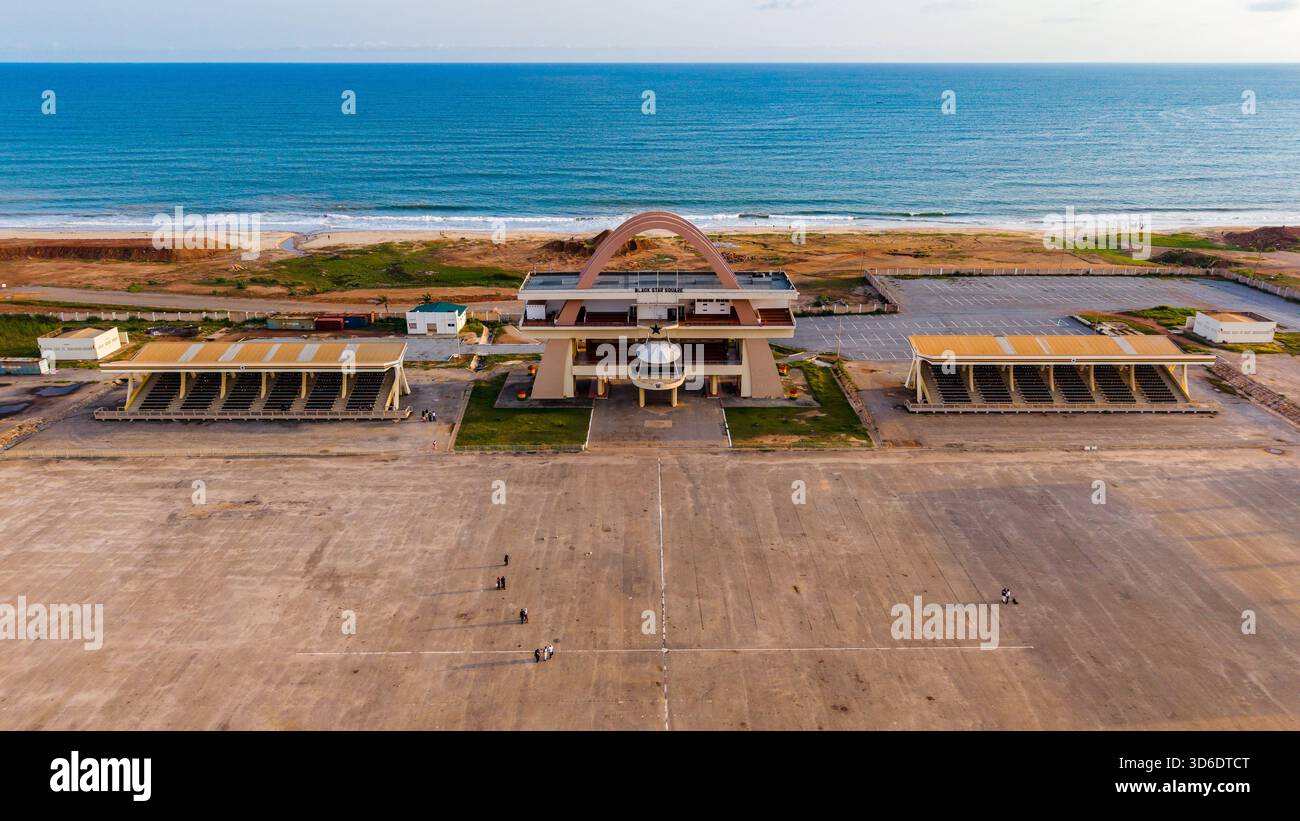 Aerial view of the Black Star Square, a stark contrast between the ...