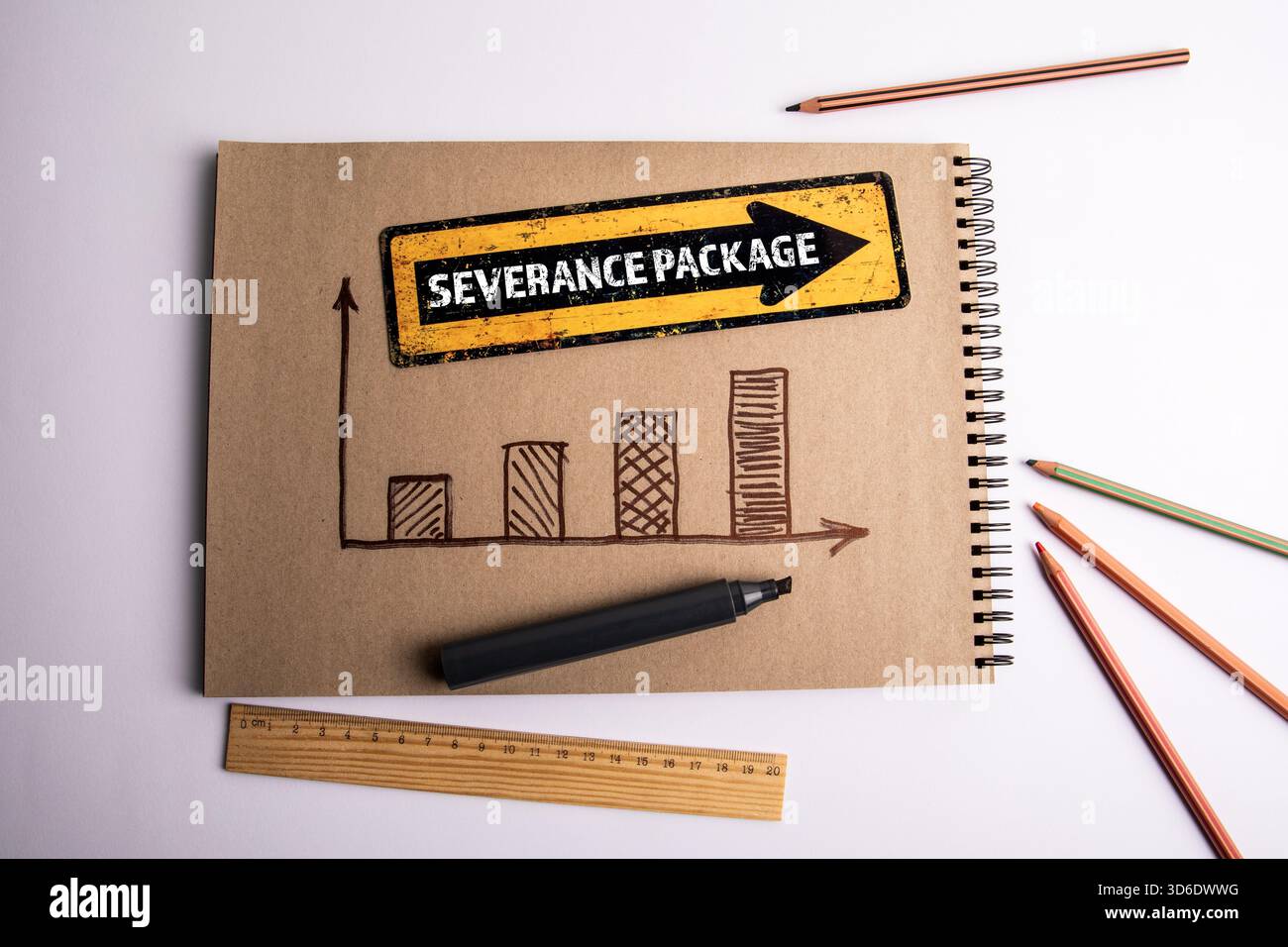 Notebook with Growth Chart and Sign Showing Severance Package Concept ...