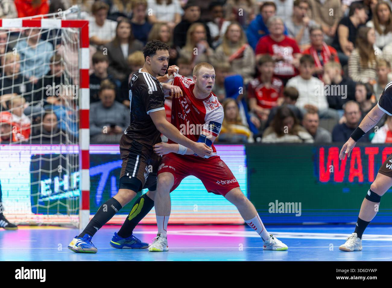Aalborg, Denmark. 19th, November 2025. Felix Moller (R) of Aalborg ...