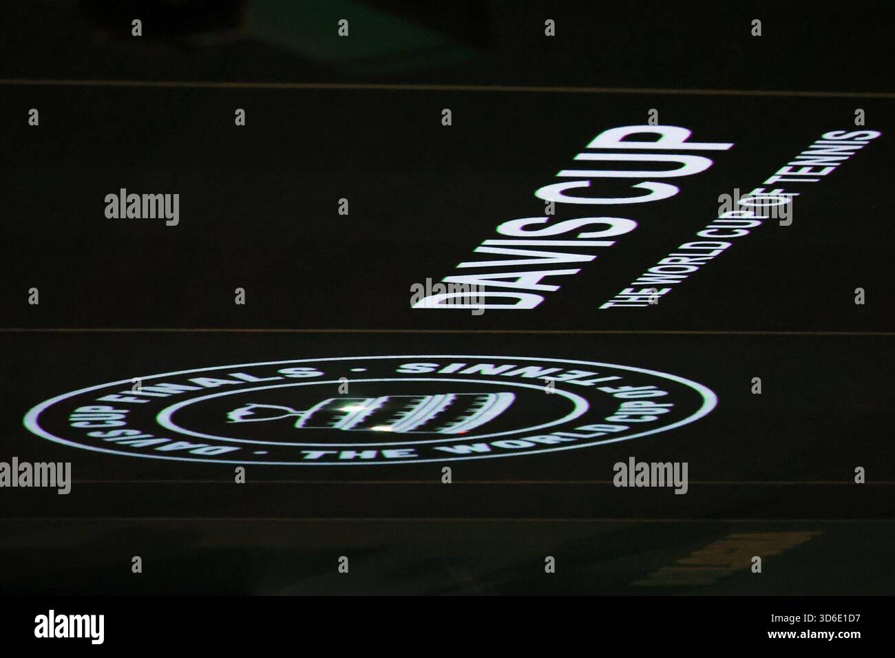 Davis Cup logo on tennis court during Davis Cup - Final Eight ...