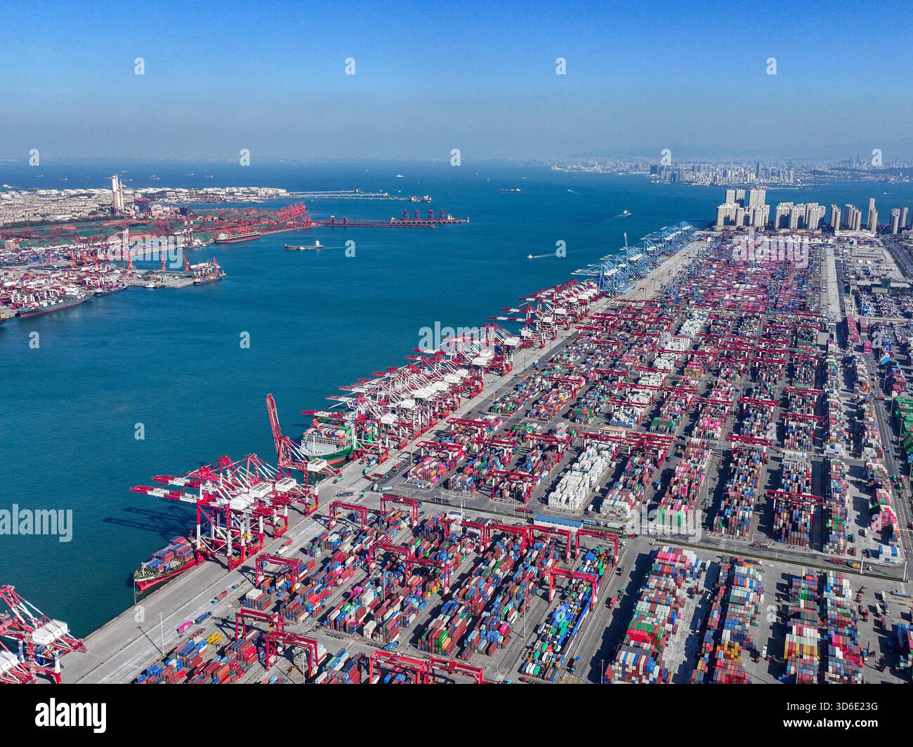 Aerial photo shows the container terminal of Qingdao Port in Qingdao ...
