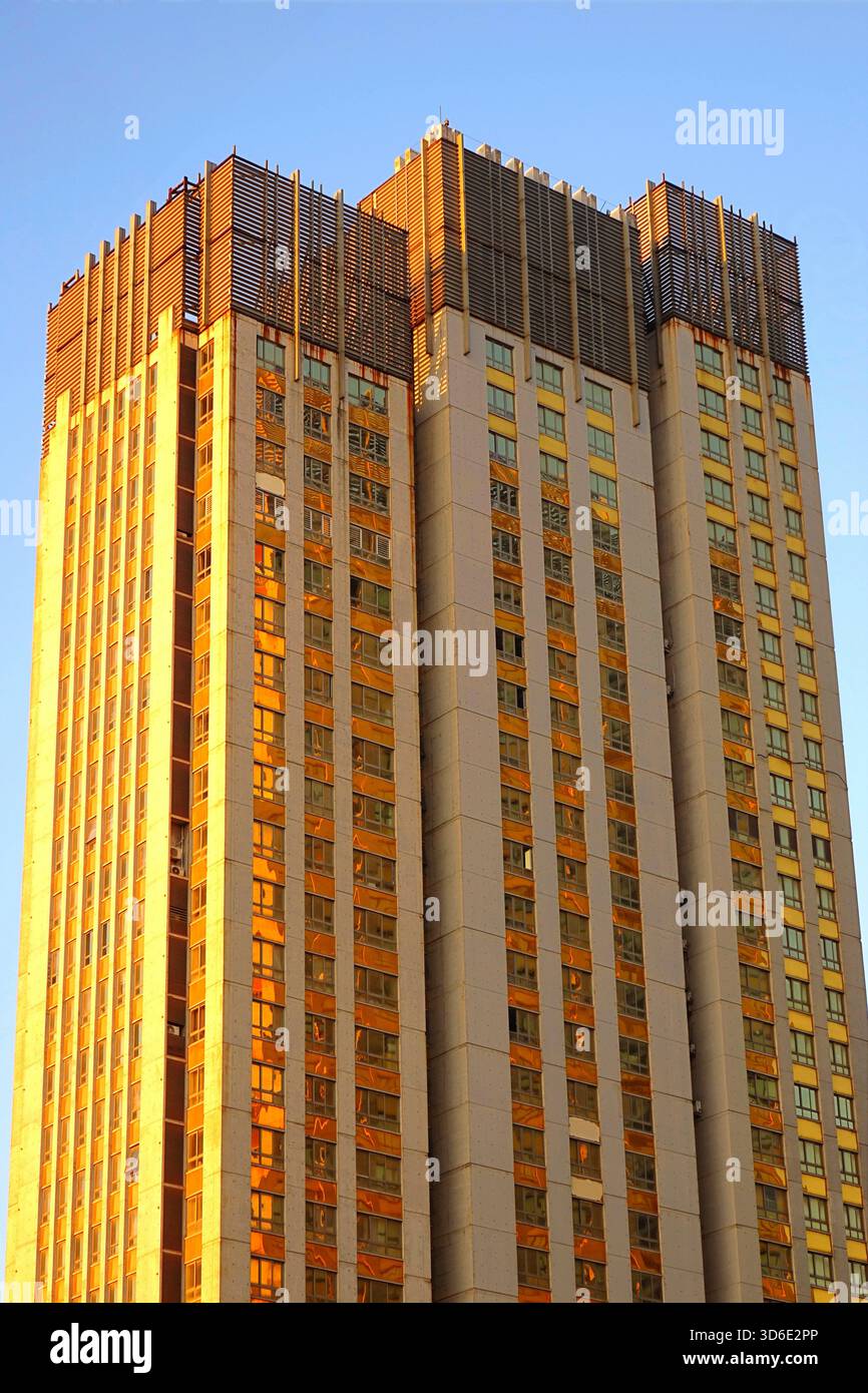 QINGDAO, CHINA - NOVEMBER 20, 2025 - A building with golden decorative ...