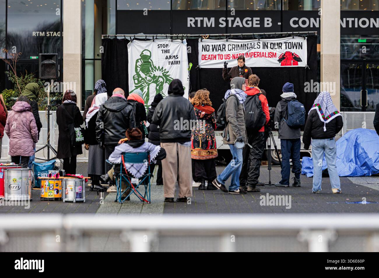 ROTTERDAM - Protesters give speeches in the square during a ...
