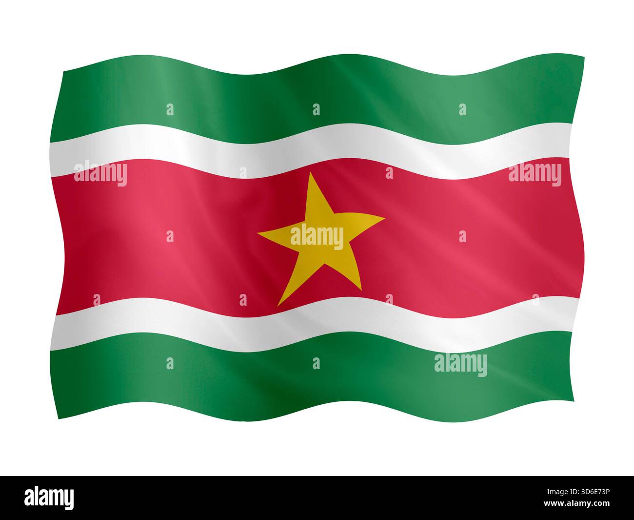 Digital composite. Flag of Suriname waving with a fabric overlay ...