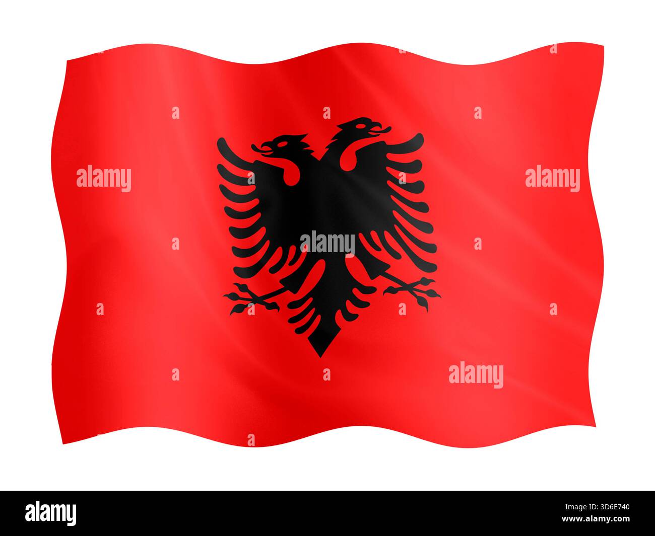 Digital composite. Flag of Albania waving with a fabric overlay ...