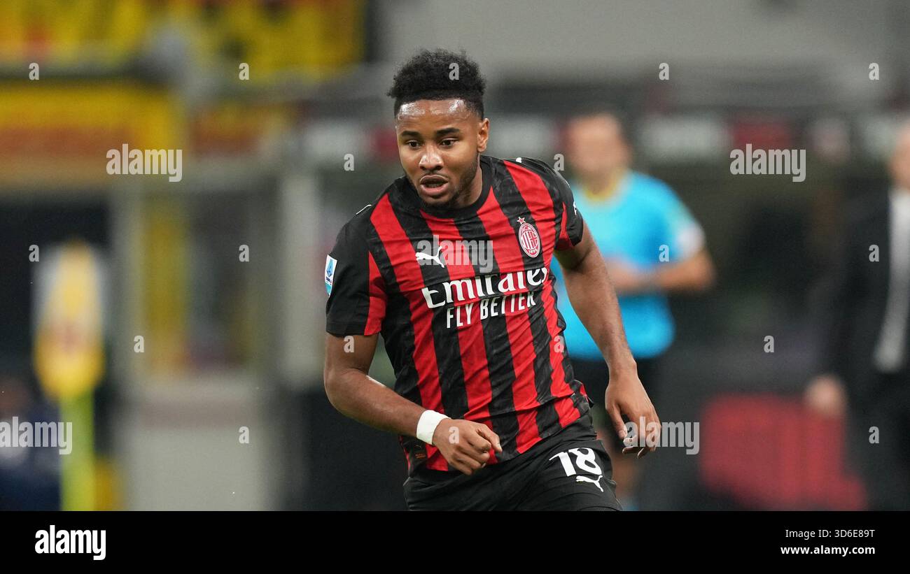 AC Milan's Christopher Nkunku controls the ball during the Serie A ...