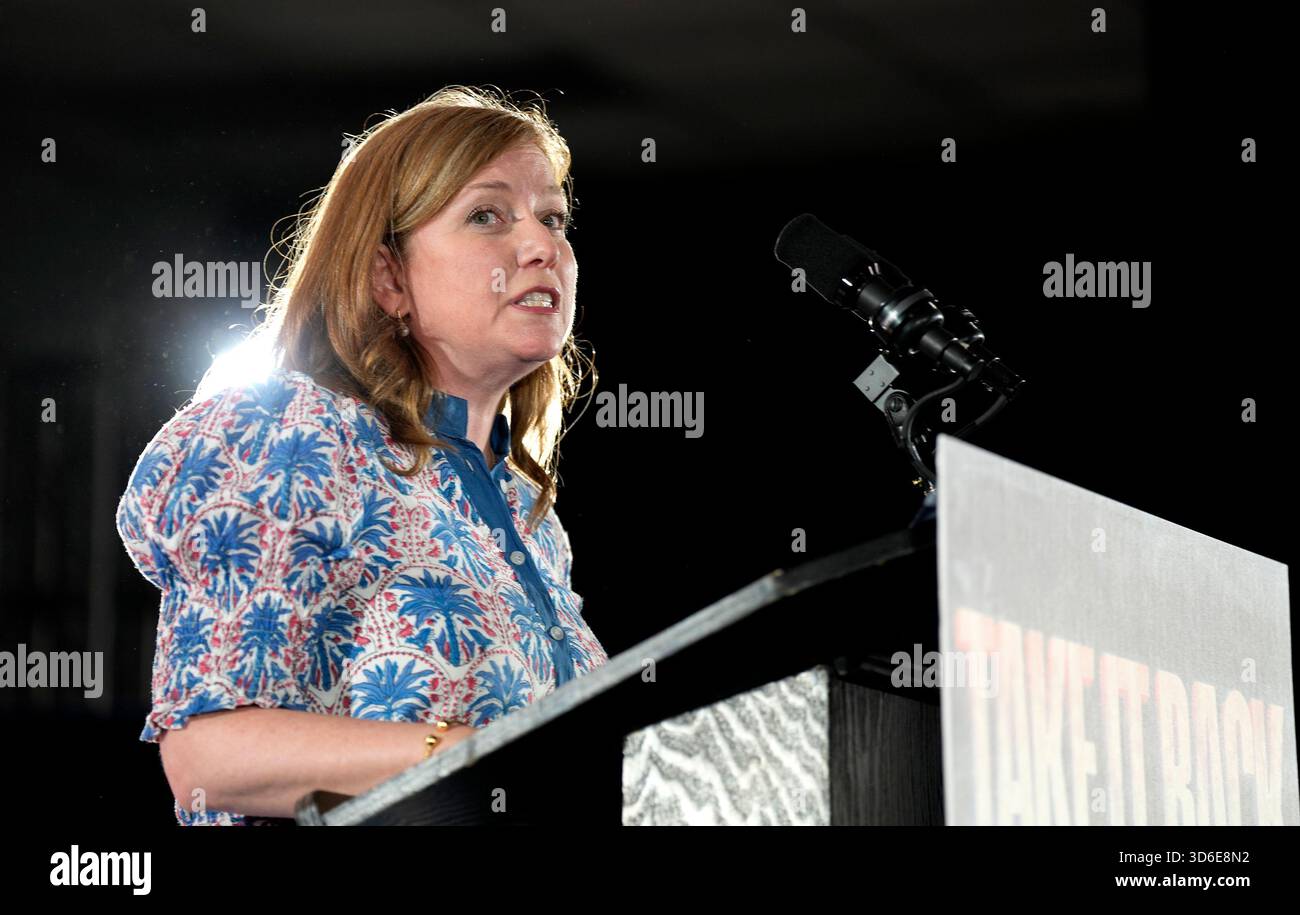 Texas Congresswoman Lizzie Fletcher speaks to the crowd before ...