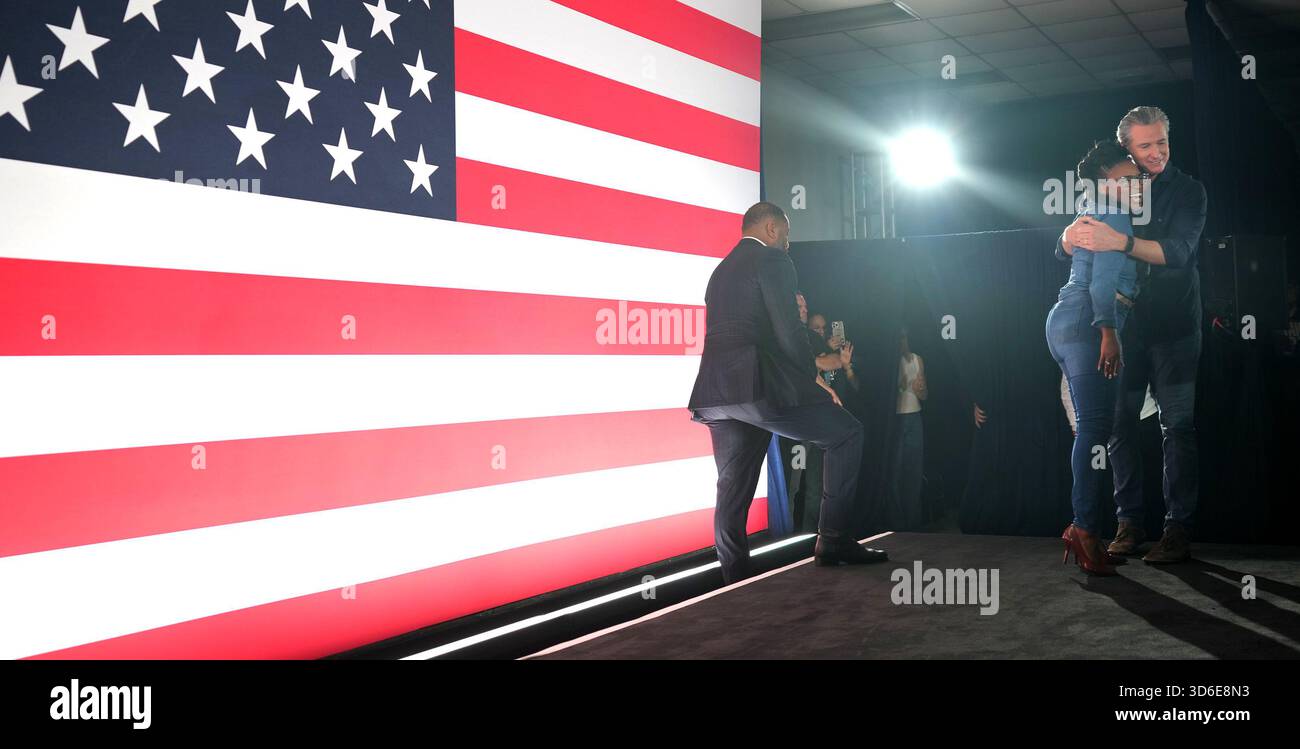 Texas Congresswoman Jasmine Crockett gets a hug from California Gov ...