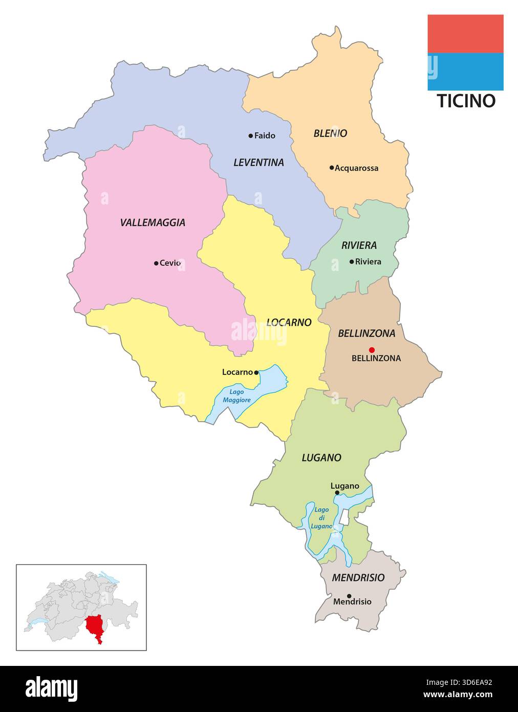 Administrative district map of Ticino, Switzerland Stock Photo - Alamy