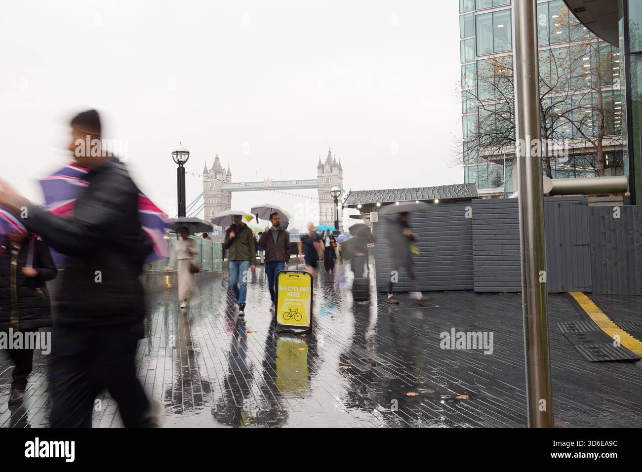 A rain soaked capital city of London on a wet day. Misty and rainy ...