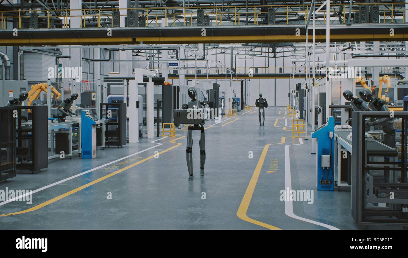 Machines working conveyor line transporting hi-res stock photography ...