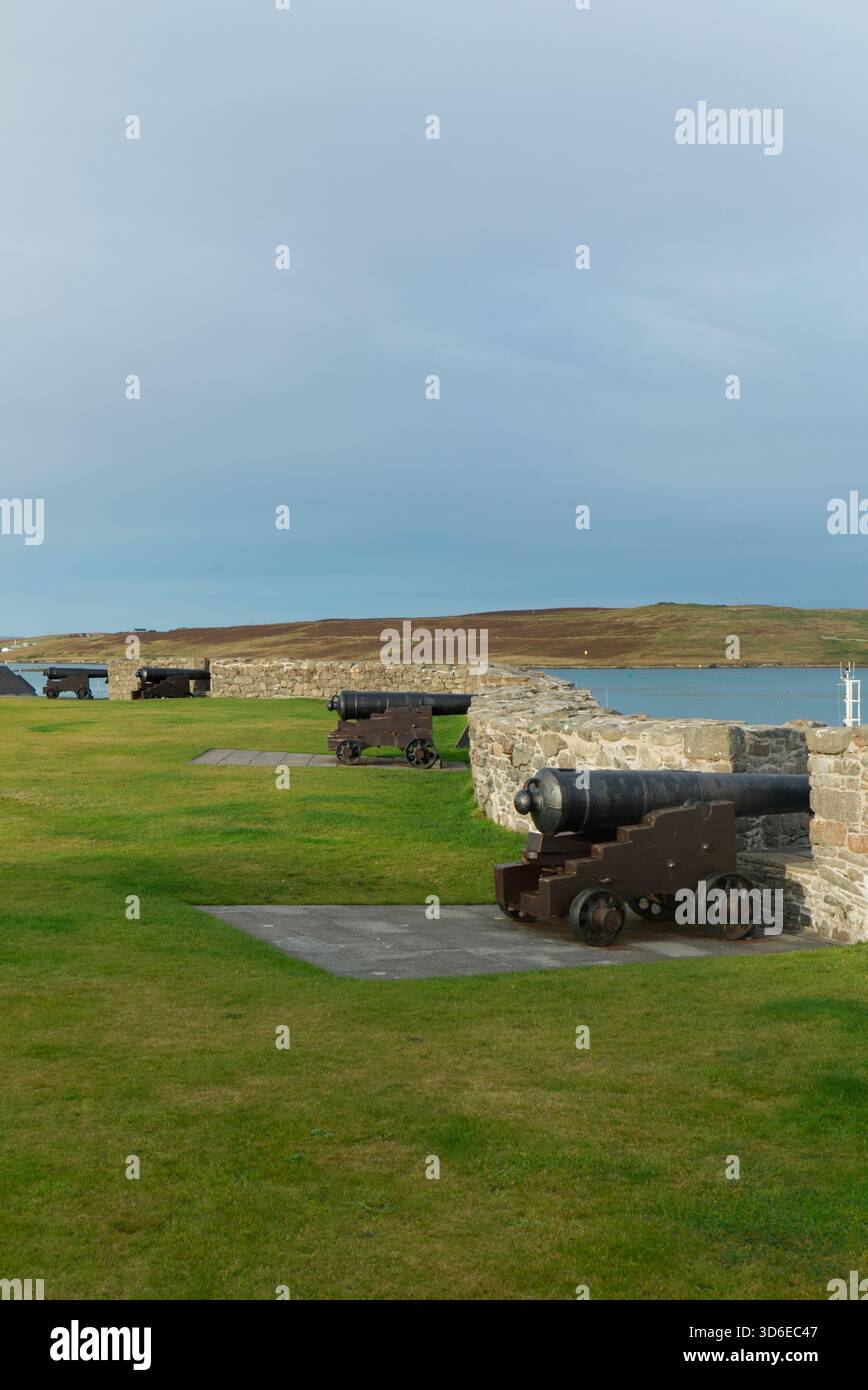 Replica guns at Fort Charlotte artillery fort, Lerwick, Shetland Stock ...