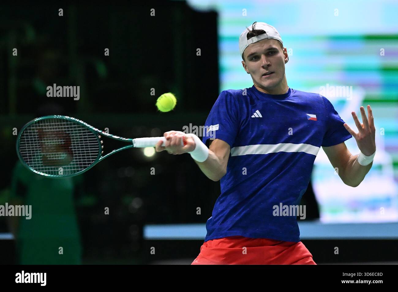 Jakub Mensik of Czechia in action during the Davis Cup Quarter-Final ...