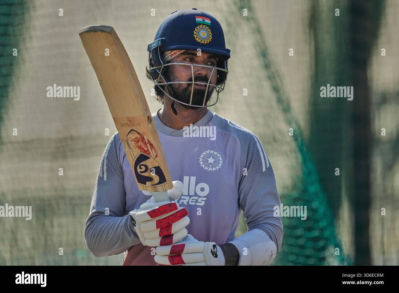 India's K. L. Rahul bats during a practice session ahead of the second ...